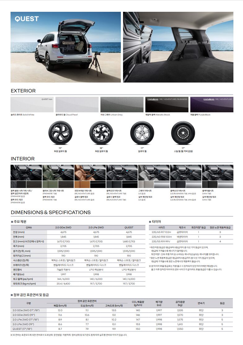 르노코리아 QM6 가격표 기준일 24. 03. 25. - driveinkorea.com